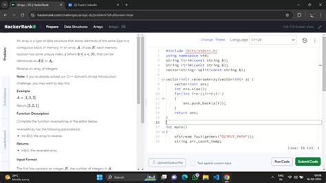 Sankar Karmakar On Linkedin Dsa Practise Array Reverse Problem In Hackerrank You Can Try