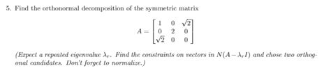 Solved Find The Orthonormal Decomposition Of The Symmetric