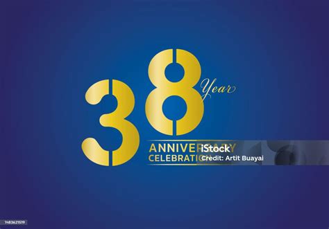 38 주년 기념 로고 타입 골드 컬러 벡터 38 번째 생일 로고 38 번호 기념일 배너 초대장 및 포스터 기념일 디자인 요소 숫자 설계 벡터 공휴일에 대한 스톡 벡터 아트