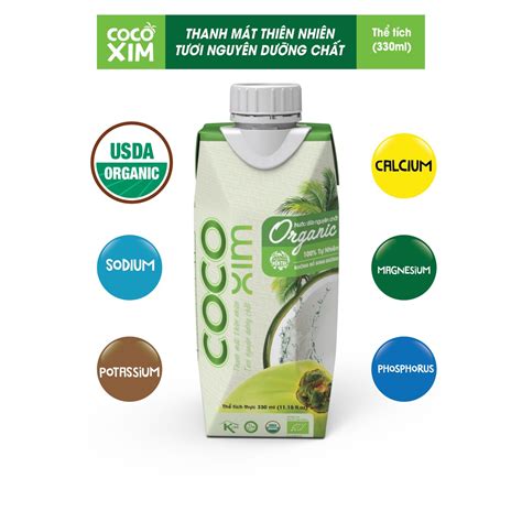 Nước Dừa đóng Hộp Cocoxim Organic Dung Tích 330mlhộp Shopee Việt Nam