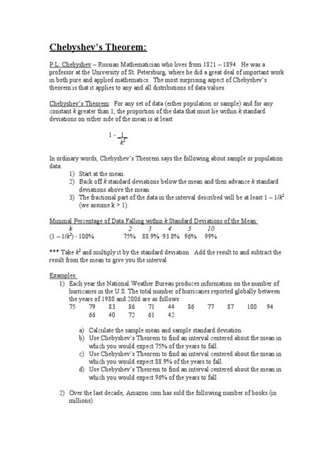Chebyshevs Theorem Pdf