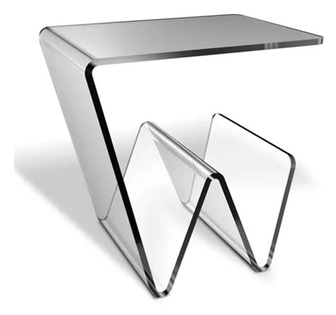 Mesa W Com Revisteiro Em Acrilico Cristal 100 Puro 10mm Acriloko