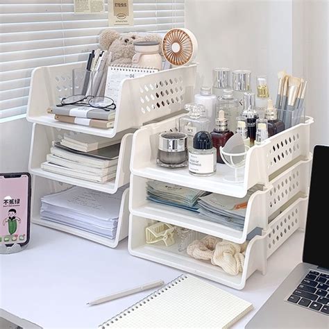 Stackable Layered Plastic File Rack Storage Box File Information Finishing Rack Office Babe