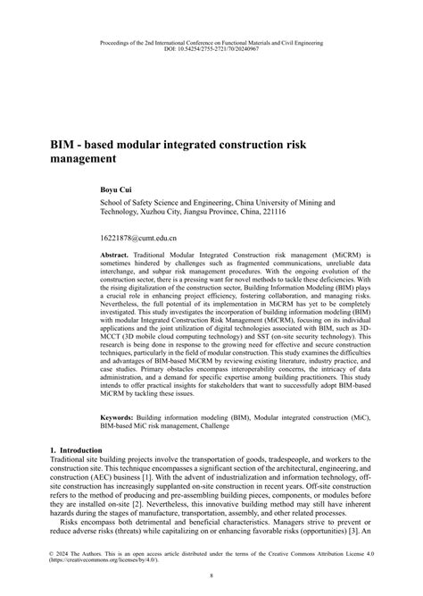pdf bim based modular integrated construction risk management