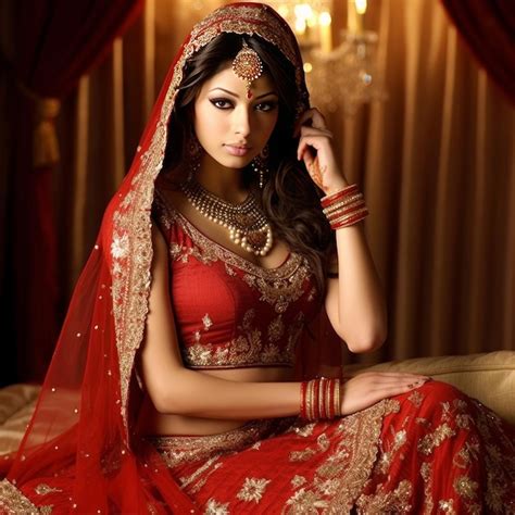 A Slim Very Hot Indian Girl Wearing Lehenga Generative Ai Premium Ai