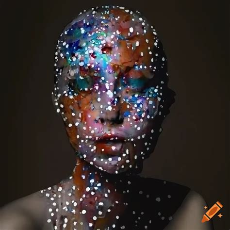 Sculpture Of A Beautiful Woman With Geometric Shapes In The Background