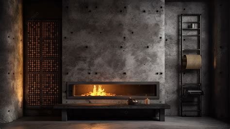 이것은 현대적인 콘크리트 벽난로의 이미지입니다 3d 그림 다락방 스타일의 내부에 잔인한 강철 벽난로 난방 기술 배경 일러스트 및 사진 무료 다운로드 Pngtree