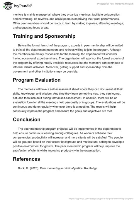 Proposal For Peer Mentoring Program 575 Words Report Example
