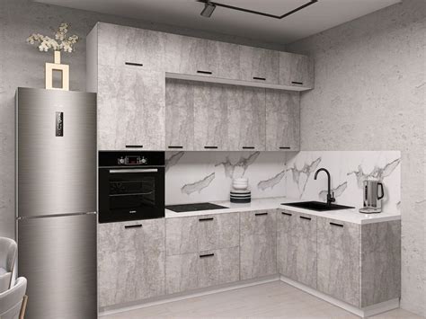 Кухонный гарнитур угловой Урбан 2 4х1 6 м мебель для дома и кухни Белый Цемент светлый