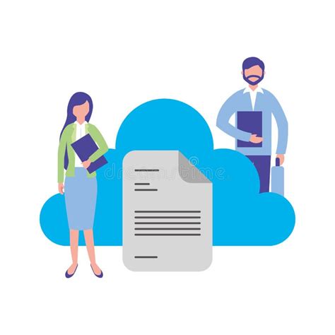 People Cloud Computing Data Document Folder Stock Vector Illustration
