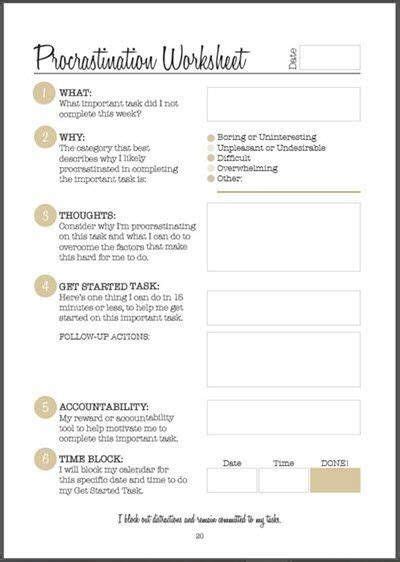 Procrastination Worksheets For A Productive Day