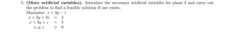 Solved 5 More Artificial Variables Introduce The