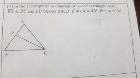 Solved In The Accompanying Diagram Of Isosceles Triangle Chegg