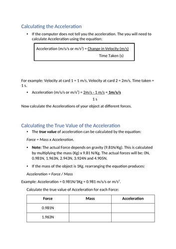 Acceleration Required Practical Lesson With Method Teaching Resources