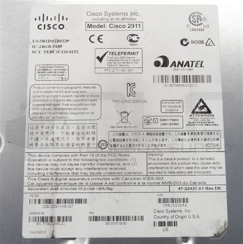 Cisco Cisco2911 K9 V07 Integrated Services Router 5b1is01b0329 W Modules Plc Toolbox Supply