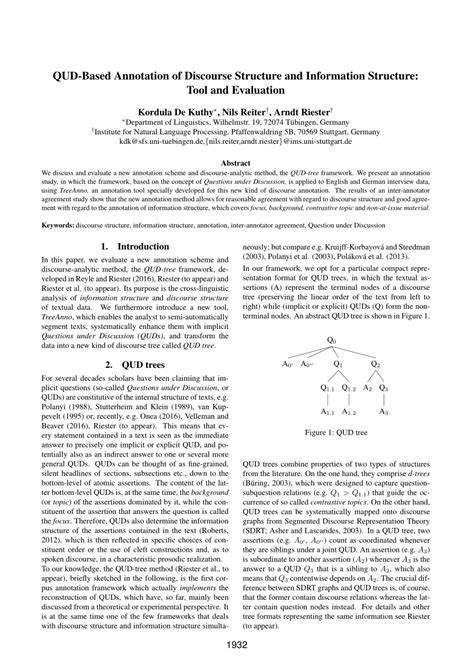 Pdf Qud Based Annotation Of Discourse Structure And Information Structure Tool And Evaluation