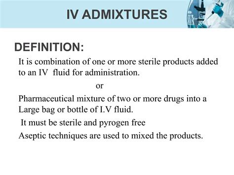 I V Admixture And Types Of I V Admixture Pptx