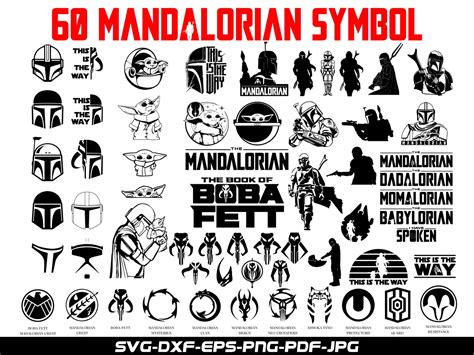 Star Wars Mandalorian Symbols Svg Dxf Eps Png  Pdf Etsy