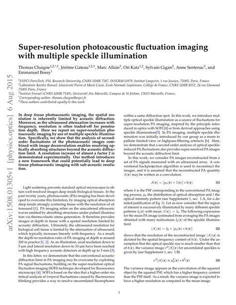 Pdf Super Resolution Photoacoustic Fluctuation Imaging With Multiple