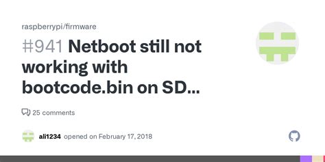 Netboot Still Not Working With Bootcodebin On Sd Card · Issue 941