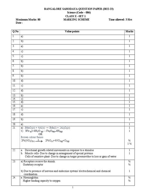 Class X Science Answer Key Set 1 Pdf Pdf Chemistry