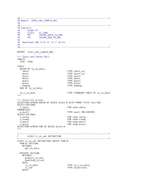 Abap Program To Build Internal Table Into Xml File Pdf Computers