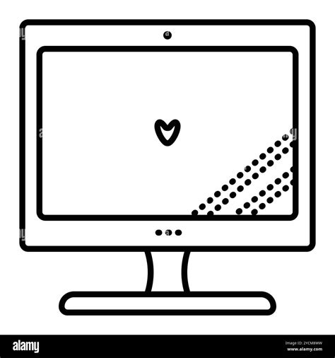 Black Line Computer Monitor Front View Of Pc Screen Single Vector