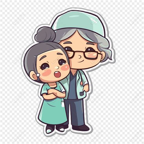 늙은 여자와 남자 만화 일러스트 스티커 클립 아트 벡터 상표 Png 일러스트 무료 다운로드 Lovepik