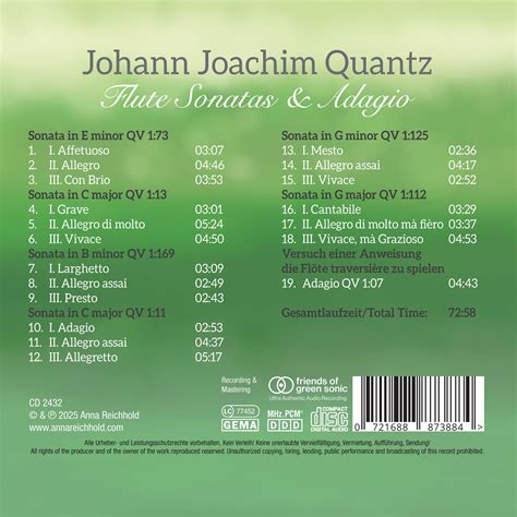 Johann Joachim Quantz Flötensonaten Cd Jpcde
