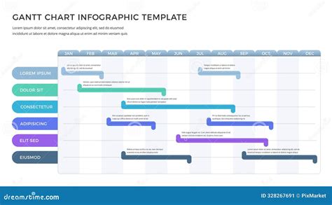 Gantt Chart Timeline Template Vector Illustration 336756200