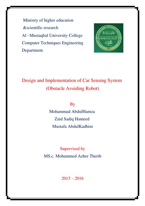 Pdf Design And Implementation Of Car Sensing System Obstacle Avoiding Robot