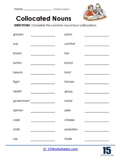 Collocation Worksheets Worksheets Com