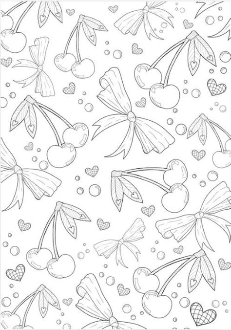 Cherry Bow Pdf Colouring Page Printable Cute Colouring Sheet