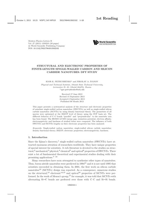 Pdf Structural And Electronic Properties Of Finite Length Single