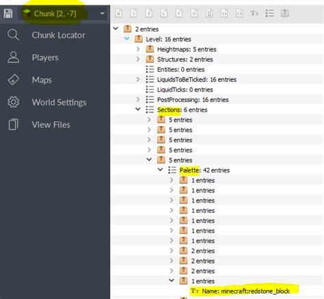 Find Block Coordinates From A Chunk Using An Nbt Editor Mods