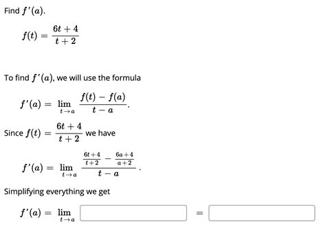 solved find f a f t 6t 4 t 2 to find f a we will