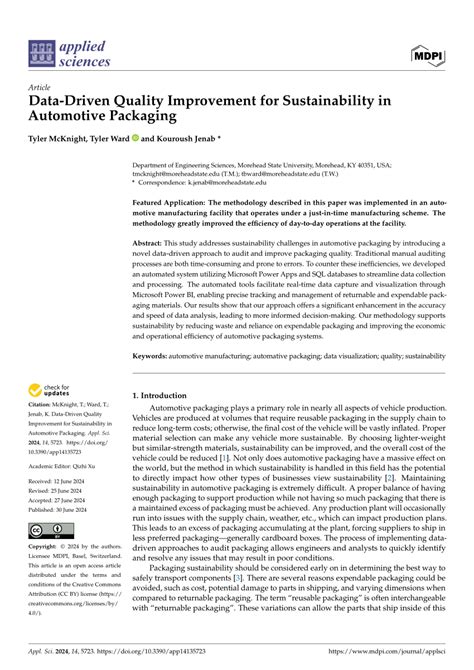 Pdf Data Driven Quality Improvement For Sustainability In Automotive Packaging