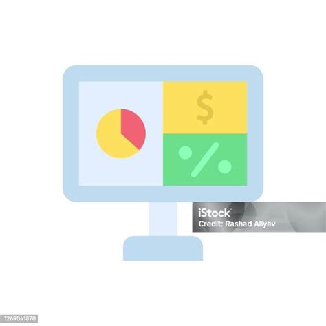 데스크톱 차트 달러 아이콘 Ui 및 Ux 웹 사이트 또는 모바일 응용 프로그램에 대한 경제 아이콘의 간단한 색상 벡터 요소
