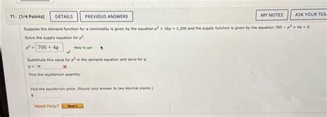 Solved Suppose The Demand Function For A Commodity Is Given