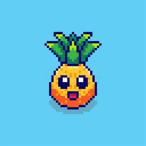 Pixel Art Cute Pineapple Game Asset Design Stock Vector Illustration
