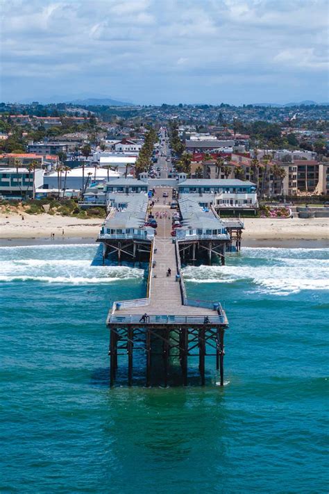 Mission Beach Pier Aerial Shot Of Pacific Beach And Crystal Pier In
