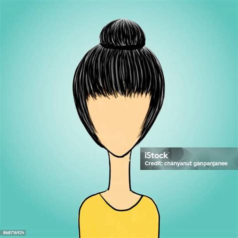 귀여운 만화 소녀 얼굴 노란색 옷 숙 녀 비즈니스 여자 사용자 아이콘 프로필 벡터 일러스트 레이 션 그림 서식 파일 검은색에 대한 스톡 벡터 아트 및 기타 이미지 Istock