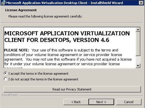 Installation Of Microsoft Application Virtualization46 Desktop