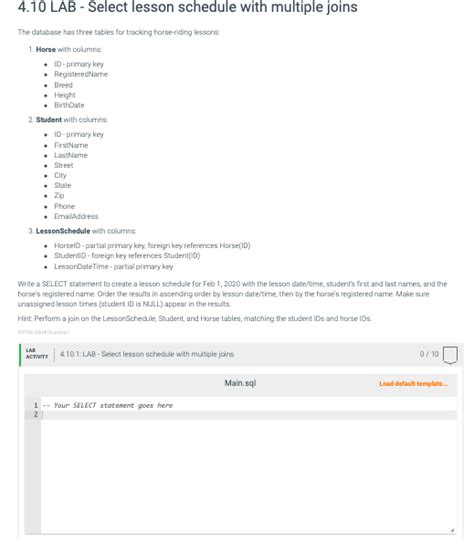 Solved 410 ﻿lab ﻿select Lesson Schedule With Multiple