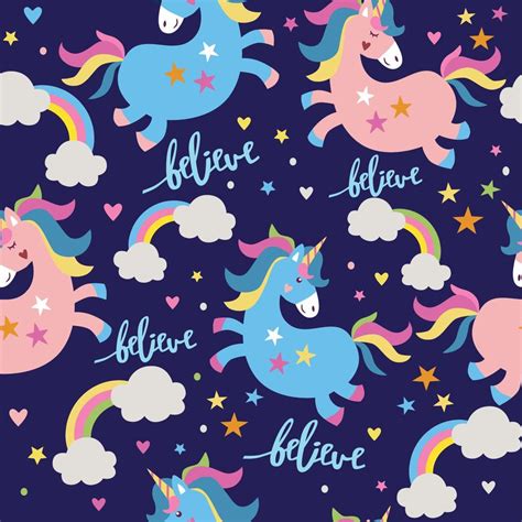 Seamless Pattern With Unicorns Stars And Rainbows 10513187 Vector Art At Vecteezy