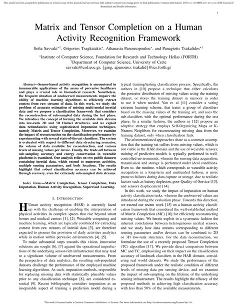 Pdf Matrix And Tensor Completion On A Human Activity Recognition