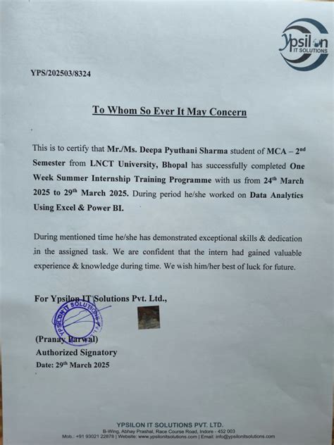 Dataanalytics Powerbi Excel Internshipexperience Ypsilonitsolutions Rahulguptasir Lnct