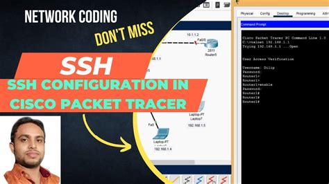 Ssh Configuration In Router Ssh Configuration In Cisco Packet Tracer Ssh And Telnet Youtube