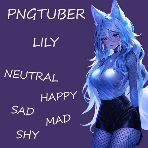 Pngtuber White Fox Vtuber 5 Expressions Premade Female Streamer Cute