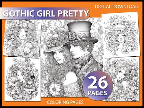 Gothic Girl Pretty Coloring Pages For Adult Coloring Book Gothic Coloring Pretty Girl Coloring